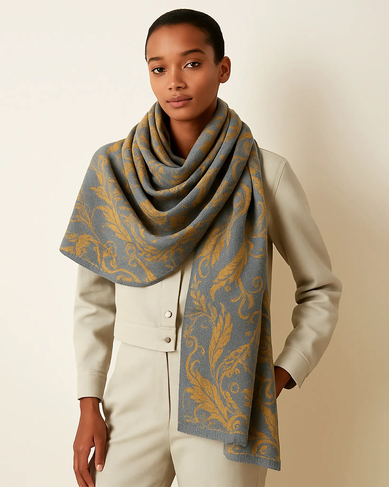100% Brushed Mulberry Silk Shawl-Golden Whisper – SusanSilk...