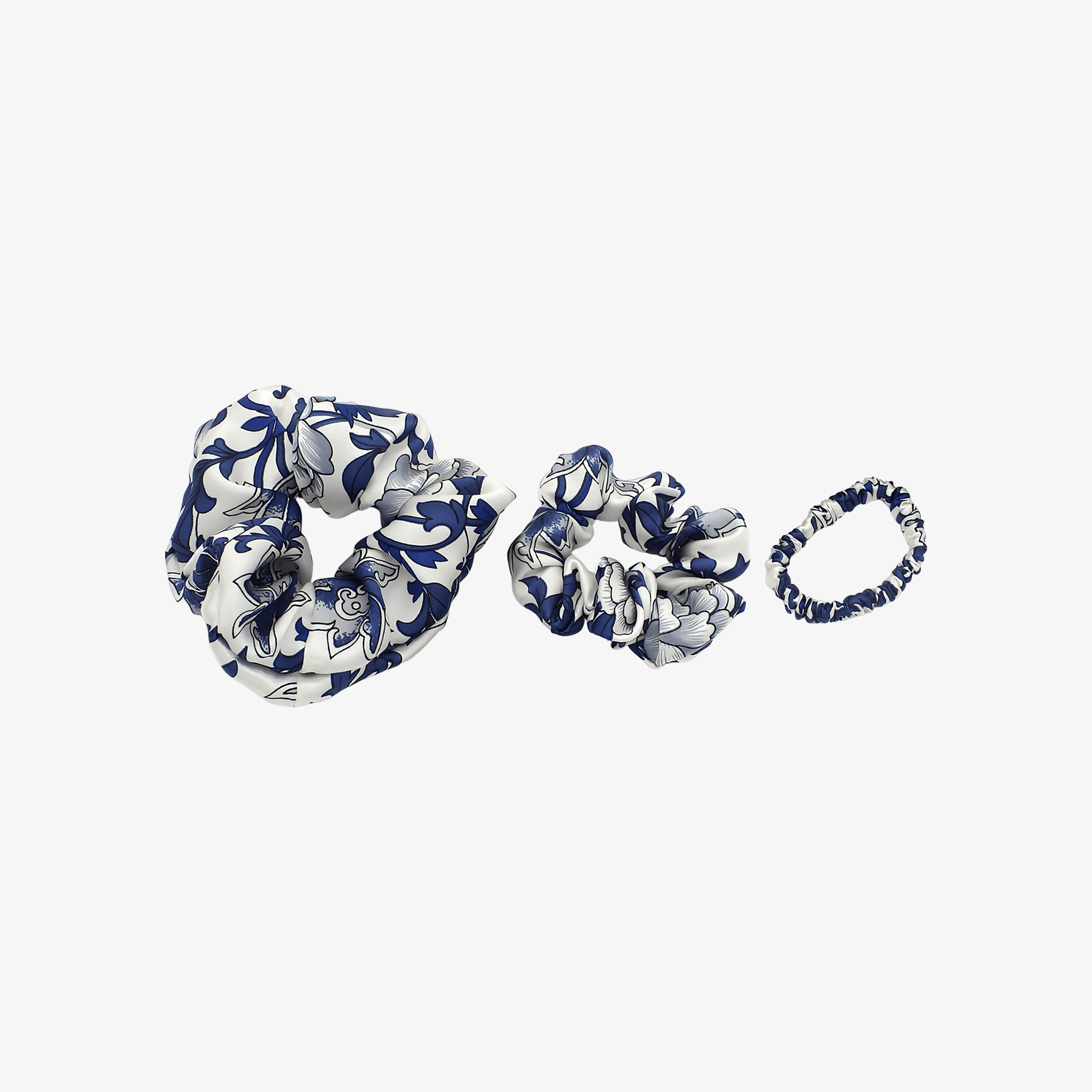 Celadon Print Silk Scrunchies Set 3-Pack - SusanSilk